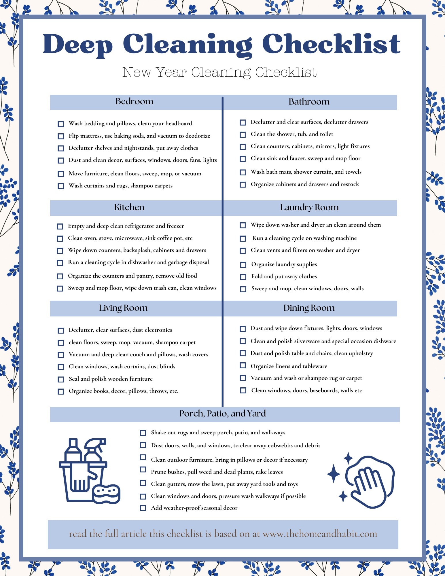 Start the New Year Fresh with This Home Cleaning Checklist Printable ...